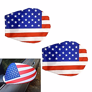 ZBGUN 2 PCS Car Rearview Mirror Cover, American Flag Decorative Elastic Fitting Polyester Protective Cover, Dustproof Waterproof Reflector Cover, Universal for Cars Side Mirrors (Multicolored)