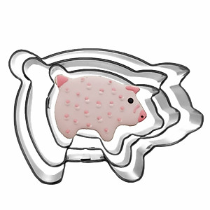 Mini Pig Shaped Cookie Cutter Set of 3 pcs, Stainless Steel Piggy Fondant Cutters