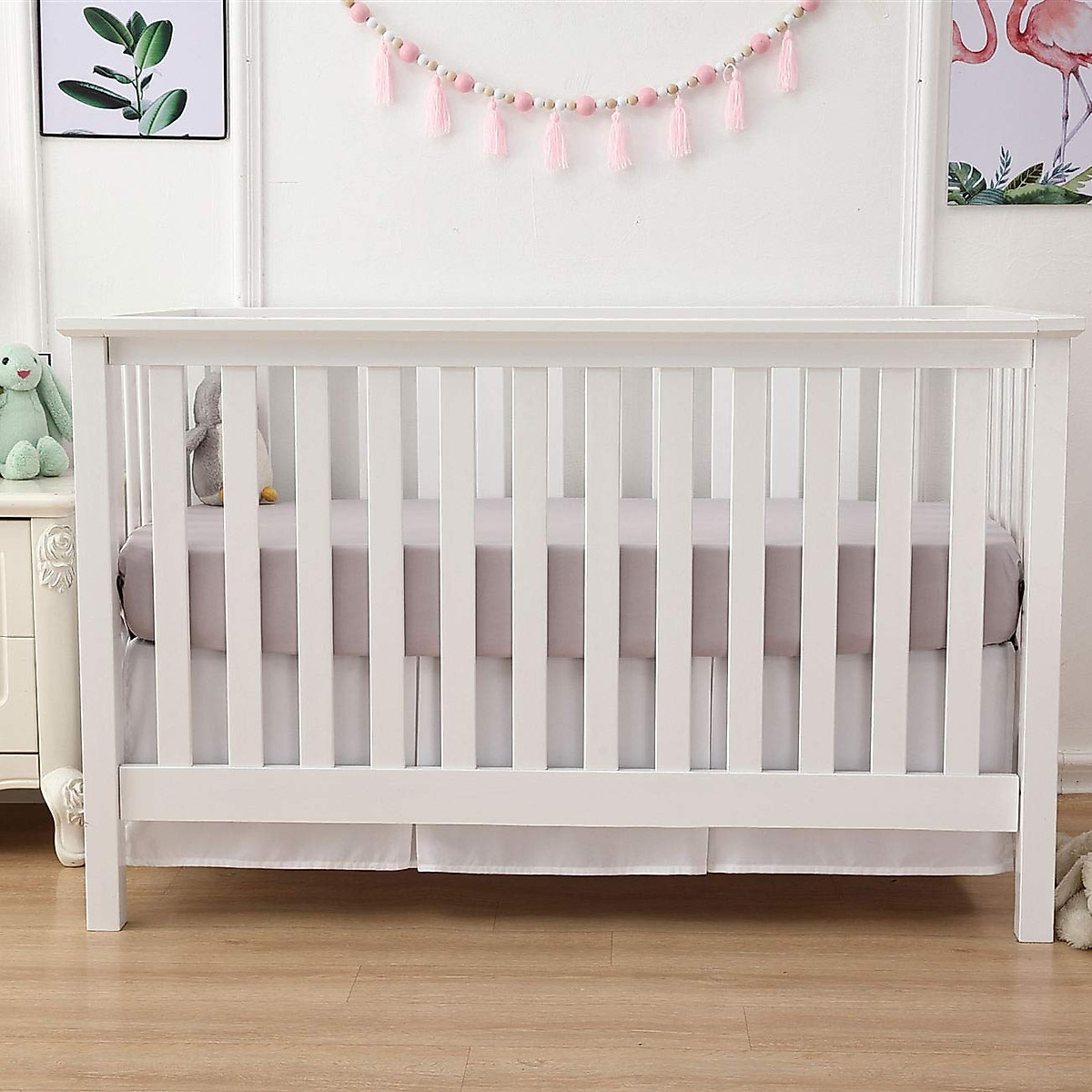 Belsden 3 Pack Microfiber Durable Crib Sheets Fitted, Silky Soft Smooth Breathable Baby Sheets Set for Boys Girls, 28''x 52'' Fits Standard Crib and Toddler Mattresses, White + Gray + Lt Gray