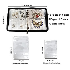 IKJNMLP Transparent Travel Earring Jewelry Bracelet Necklace Organizer Storage Book with Pockets - Large Clear Foldable Jewelry Organizer Bag Pouch Earring Stud Organizer Binder