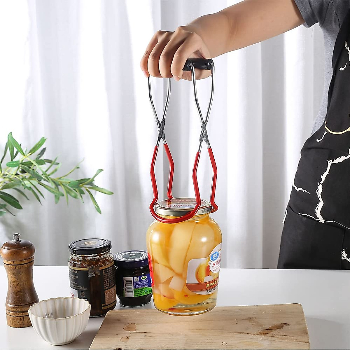 3 Piece Pieces Canning Kit Canning Jar Lifter Tongs Stainless Steel Jar Lifter with Rubber Grip Remover with Rubber Clamps Sliding Clip Lifter for Kitchen Dining Room