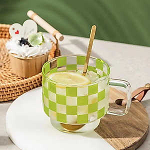 RYUHYF Mug Cup, Glass Cup,Coffee Tea Cup,Milk Cup,Juice cup,Lovers Cups,Set 1 Pieces, Microwave and Dishwasher Safe(Light Green)