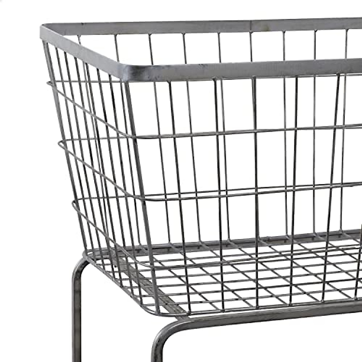 Deco 79 Metal Trapezoid Storage Cart with Wheels, 28" x 18" x 36", Gray