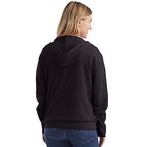 Hanes womens Slub Jersey fashion hoodies, Black, Small US