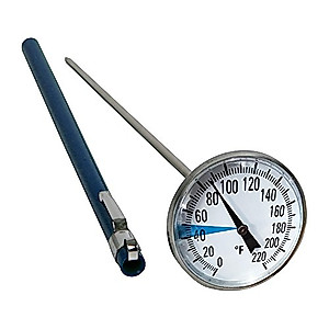 Stainless Steel Soil Thermometer by Smart Choice| 127mm Stem, Easy-to-Read 1.5” Dial Display, 0-220 Degrees Fahrenheit Range | Soil Temperature Thermometer for Ground, Compost, Garden Soil