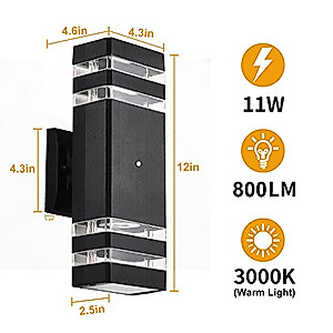 DASTOR Dusk to Dawn Outdoor Wall Lights 2 Pack, 3000K Warm White Exterior Sconce Light Fixture, Up and Down Porch Lights Outdoor Wall Mount, Aluminum Waterproof Outdoor Lights for House Porch Patio