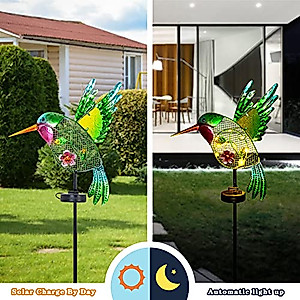 dreamysoul Outdoor Solar Garden Lights, Metal Hummmingbird Garden Stake Lights for Outdoor Garden Patio Yard Pathway
