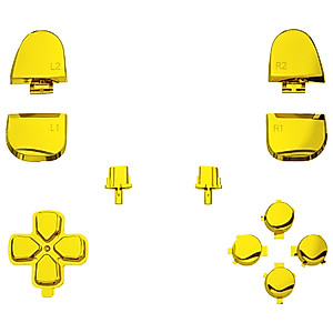 eXtremeRate Replacement D-pad R1 L1 R2 L2 Triggers Share Options Face Buttons, Chrome Gold Full Set Buttons Compatible with ps5 Controller BDM-030 BDM-040 BDM-050 - Controller NOT Included
