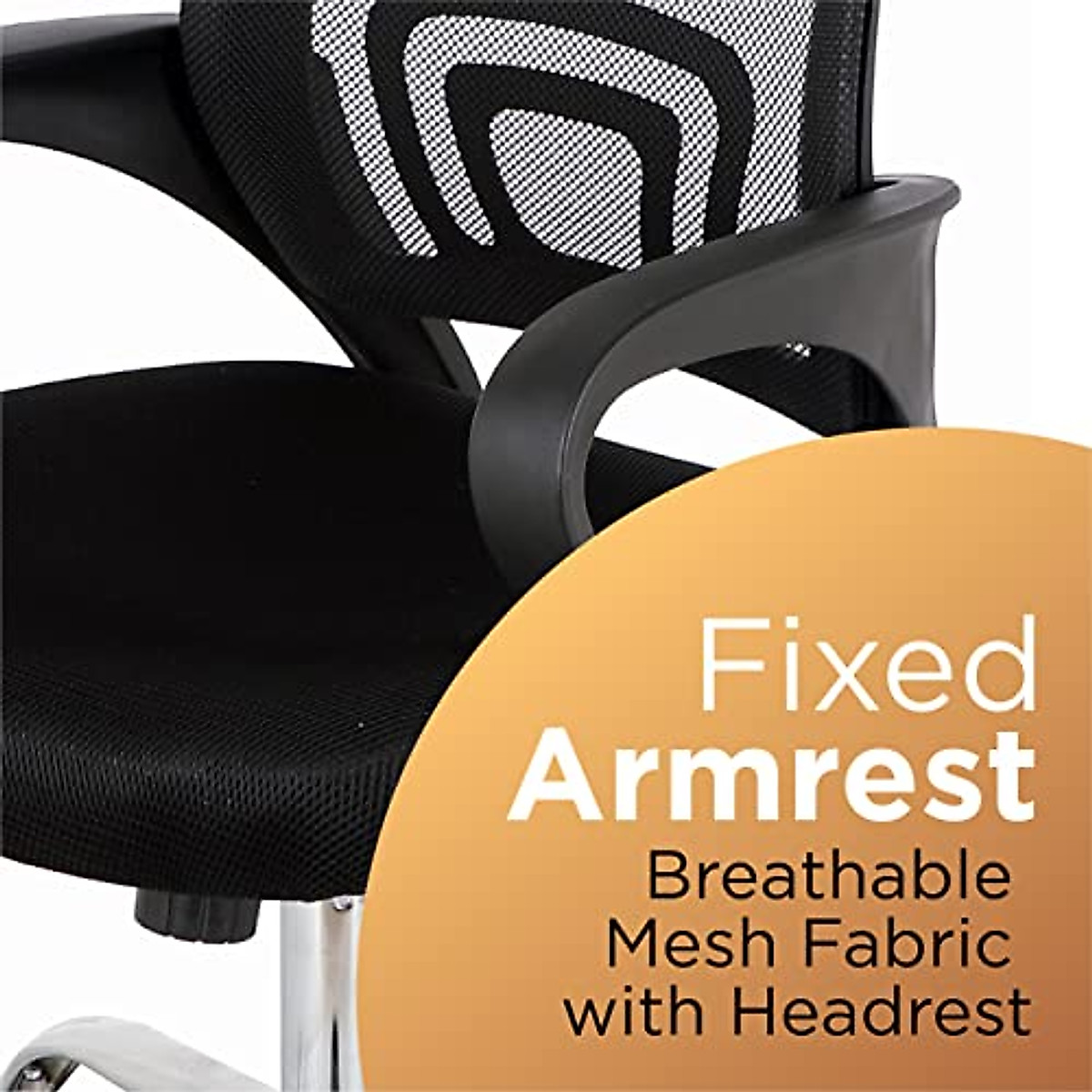 Comfty Mesh Office Chair with Mid Back and Chrome Base, 39.73”-40.91”, Black