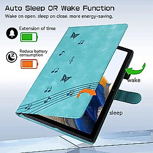 Business Special Butterfly Phonogram Pattern Cover with 2 Credit Card Slots Pencil Holder Kickstand Protective Case for iPad Air 5 2022-Lake Blue