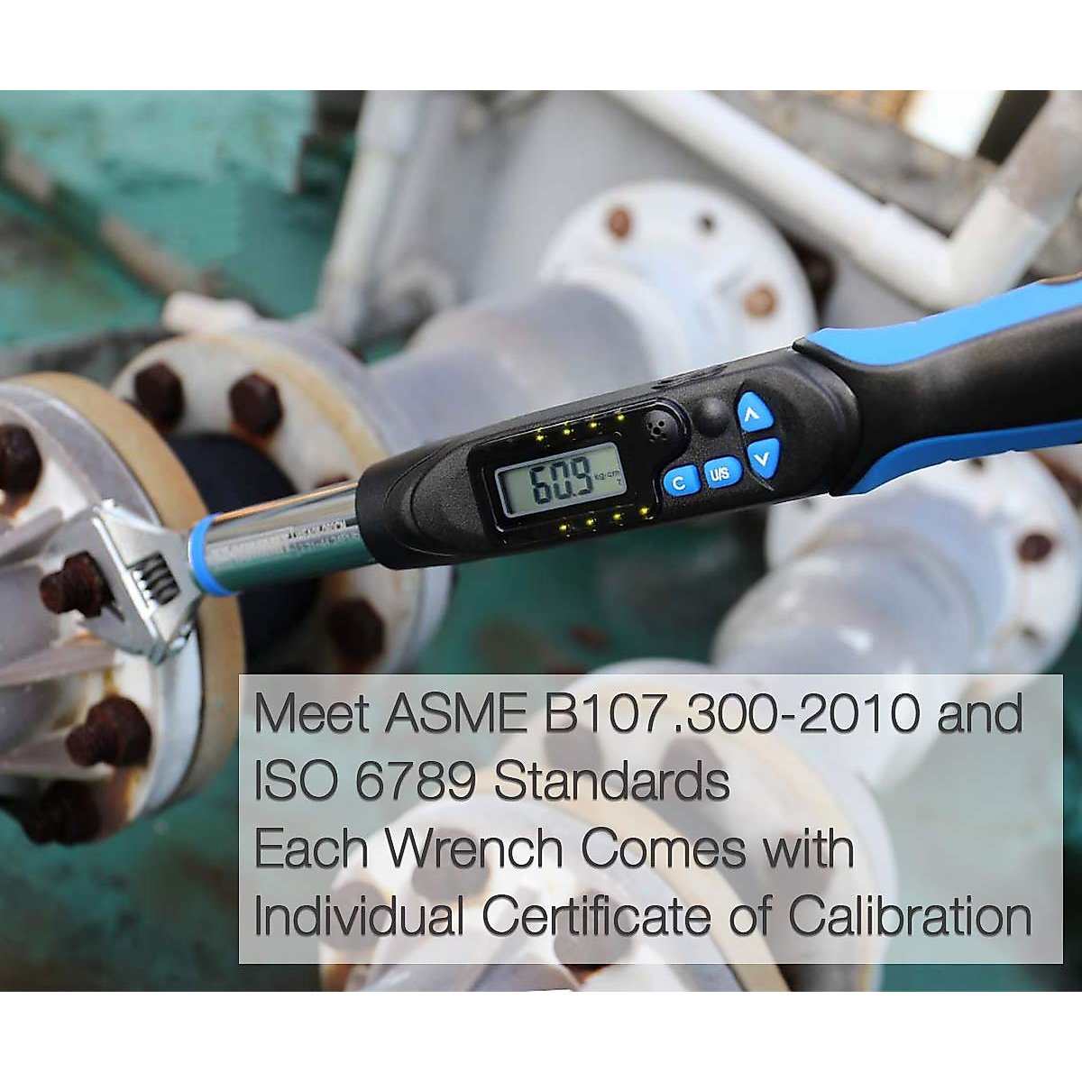 Summit Tools Adjustable Digital Torque Wrench, 5 to 99.5 ft-lb. Torque Range, 5-26 mm Adjustable Jaw, Set Target Torque, Buzzer and LED Indicators, Large LCD Display, Calibrated (WEA08-135CN)