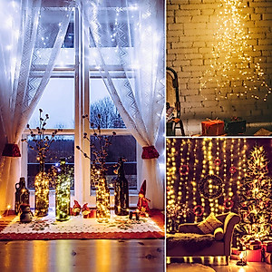 DAYBETTER 100Ft 300LED Fairy Lights Plug in, Waterproof USB String Lights Outdoor, 8 Modes with Remote, Copper Wire Twinkle Lights for Bedroom Patio Christmas Decorations (Warm White)（2-Pack 50FT