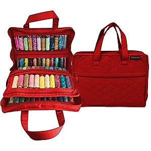 Yazzii 100 Spool Thread Organizer - Thread Holder Organizer - Portable Thread Storage Bag Red