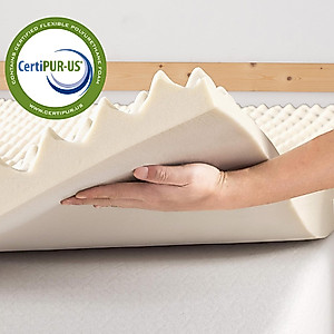 Nutan, 1-Inch Convoluted Copper-Infused Memory Foam Mattress Toppers, Cooling and Pressure Relieving with Airflow Design, Twin, Beige