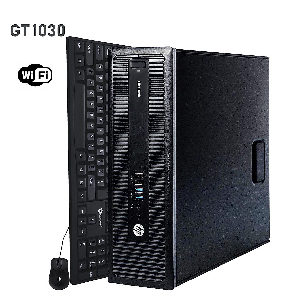 HP EliteDesk 800 G2 Fast Desktop Computer PC - Intel Quad Core i5 6500 3.20 GHz, 16GB DDR4 RAM, 256GB SSD, GeForce GT 1030, HDMI, Wireless WiFi, Windows 10 Pro, Keyboard & Mouse Combo (Renewed)