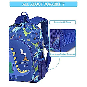 Bagseri Toddler Backpack, Dinosaur Backpack for Boys, Lightweight Kids Backpack Daycare Bag Preschool Backpack, 12 Inch (Cute Dinosaur, Blue)