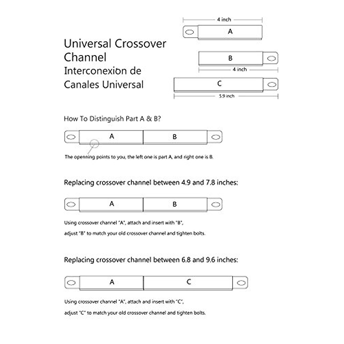 Uniflasy Universal Adjustable Crossover Channel Tubes Replacement Parts 5 up to 9.5 Inch for Nexgrill 720-0830h & Charbroil 463344116, 463241113, 463449914, 463436215, 463244011, Thermos 461442114