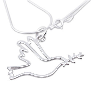 NOVICA Artisan Handmade Sterling Silver Pendant Necklace Quechua Dove No Stone Peru Animal Themed Peace Bird [17.75 in L 1 mm W Pendant(s) 1.3 in L x 1.1 in W] ' Quechua Dove'