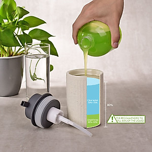 LALA DOLCE Foam Dispenser - Hand Pump Dispenser Beige Foaming Soap Dispenser Ceramic Dish Liquid Dispenser for Kitchen Bathroom Hand Wash Bottle (13.5oz/400ml Beige)