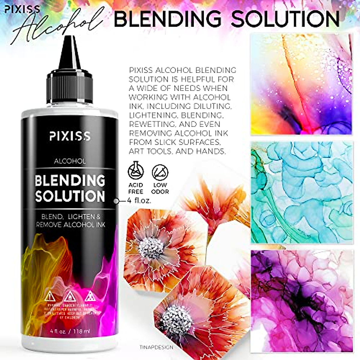 Alcohol Blending Solution for Ink - Large 4oz Ink Blending Solution - Works with All Alcohol Inks - with Applicator Tip, Applicator Bottle and Funnel