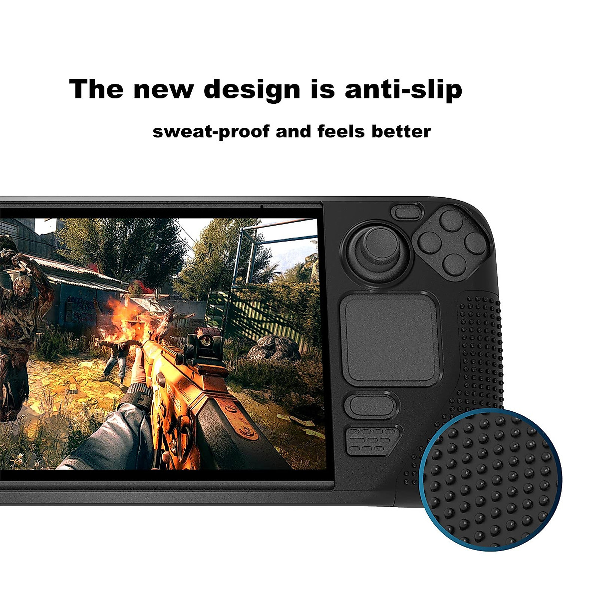 Protective Case for Steam Deck, MASIMEMDRY Full Body Silicone Soft Cover Protector for Steam Deck, Shock-Absorption and Anti-Scratch Design, Black