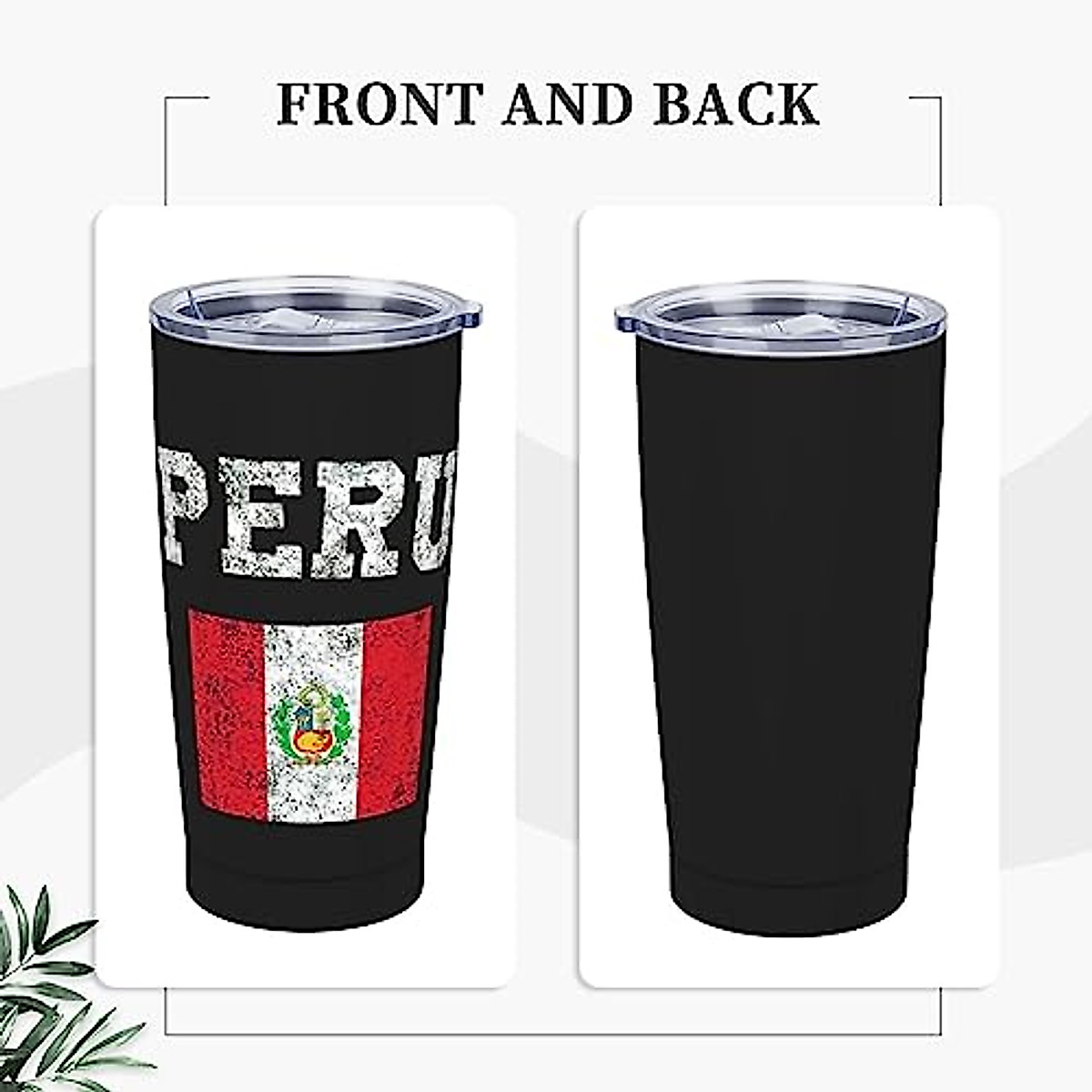 Peru Flag Peruvian Stainless Steel Vacuum Insulated Tumbler 20oz Coffee Cups Travel Mug Car Drinking Cup With Leak-Proof Flip Lid Metal Straw Cleaning Brush Gift For Men Women