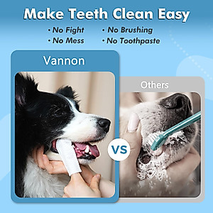 Vannon Pet Dental Care Finger Wipes, Pet Teeth Cleaning Wipes for Cats and Dogs, Dog Teeth Wipes, Freshen Breath, Reduce Plaque & Tartar, 50PCS
