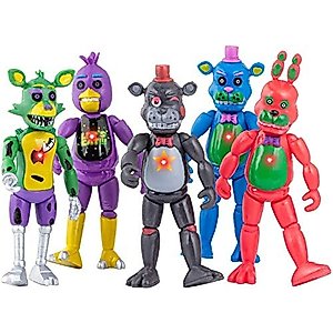JianYia Inspired by Five Night Freddy's|5 pcs Set FNAF Action Figures|Dolls for All Kids Toys Gifts | Foxy Articulated Action|Figure Freddy/Kim Freddy/Fox/Chika/Bonnie|Size 5-6 ''|Multicolor