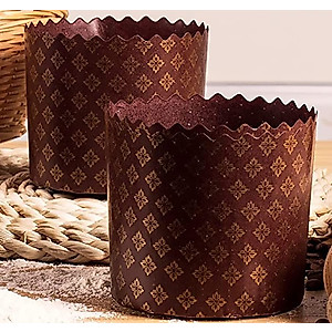8oz Kulich Mold Easter Bread Paper Mold Paska |25 pcs| Easter Bread Forms - Panettone Paper Mold - Panettone Paper Baking Molds Universal - Brown Design W 3.55 x H 3.35-In