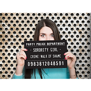 20 Funny Mugshot Signs (Black & White) - Selfie Photo Booth Prop Party Supplies for Bachelorette Party Games, Bridal Shower, Girls Night Out, Birthday, Wedding, Event Decoration Idea - Haute Soiree