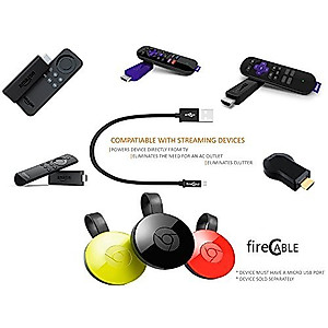 fireCable Wireless Power Adapter for Firestick4kmaxx 2024 | Powers Fire Stick from TV | Eliminating AC Outlet Decluttering Messy TV Cords