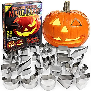 Pumpkin Punchers Pumpkin carving kit for kids | Pumpkin carving tools | Pumpkin carving stencils | Pumpkin carver kit | safe pumpkin tools (24 pieces)