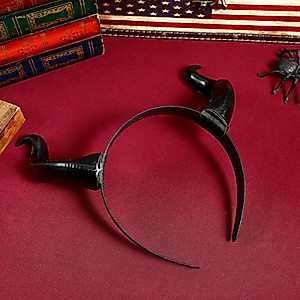 LEORX Devil Horns Headband Black Cosplay Horn Hair Hoop Halloween Dress Up Party Hair Accessories Hairdress
