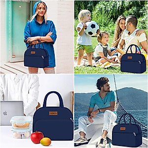 Coobiiya Lunch Bag for Men and Women - Navy Blue, Aluminum, 10.8" x 6.3" x 8.85" - Spacious, Lightweight, and Durable