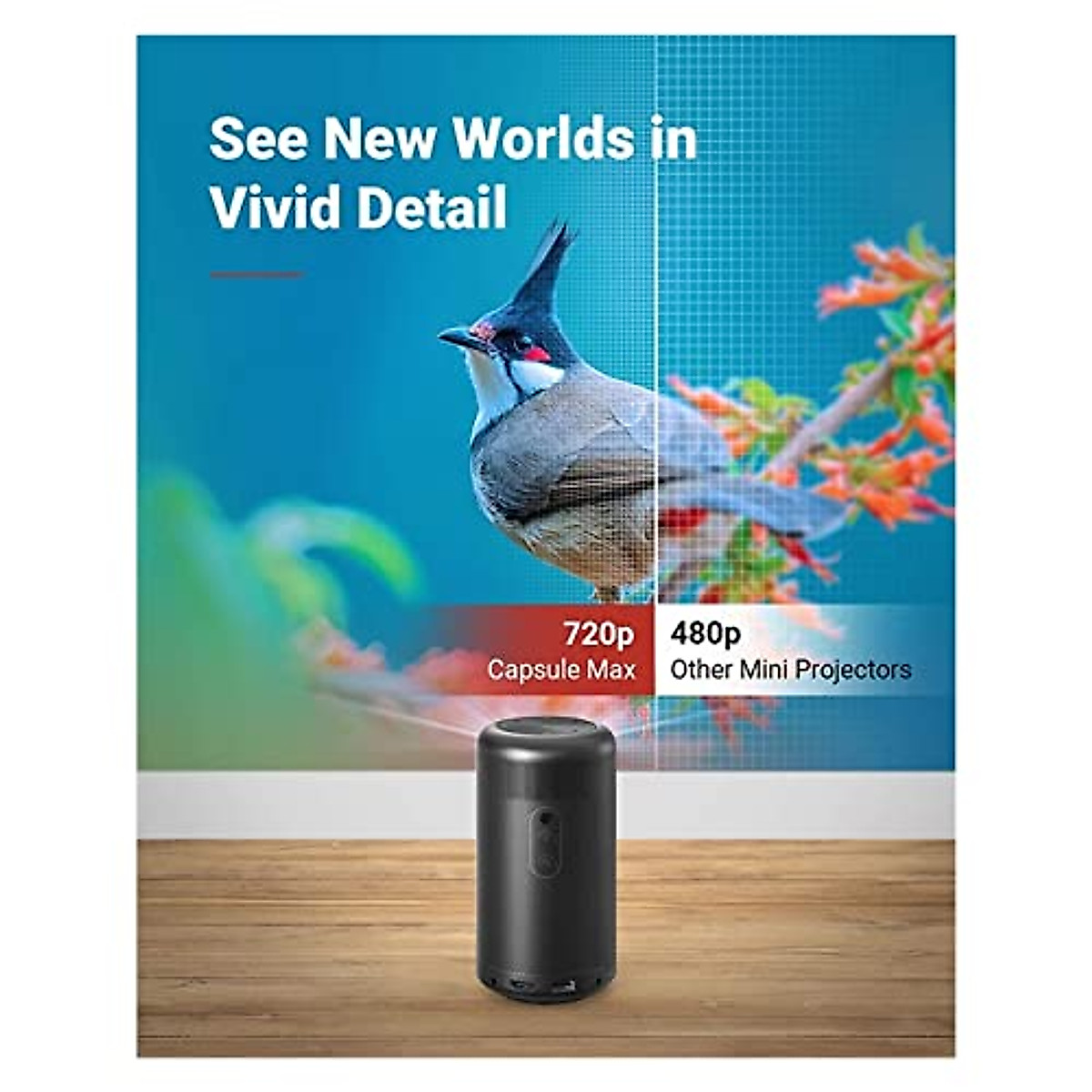 Mini Portable Projector with 200 ANSI Lumen Portable Projector for 4 Hours of Play Time Projector