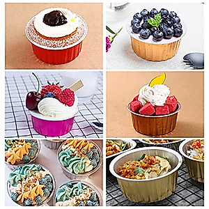 Jumbo Muffin Liners with Lids 50 Pack,Free-Air 5oz Aluminum Foil Cupcake Cups Muffin Tins,Disposable Ramekins Cupcake Baking Pans Cupcake Holders for Custard Mini Pie -Pink