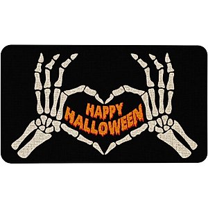 Mloabuc® Happy Halloween Black Hand Bone Door Mat Front Door Mat Non Slip Rubber Backing, Skull Indoor Outdoor Entrance Mats, Halloween Home Decor Witchy Door Mat Outdoor Rug, 17 x 30 Inch
