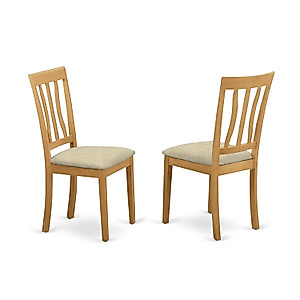 HomeStock City Sleek 5Pc Kitchen Set for 4 Consists of A Wood Dining Table and 4 Wood Dining Chairs with Linen Fabic Seat, Drop Leaf Table with Slat Back Chairs, Oak Finish