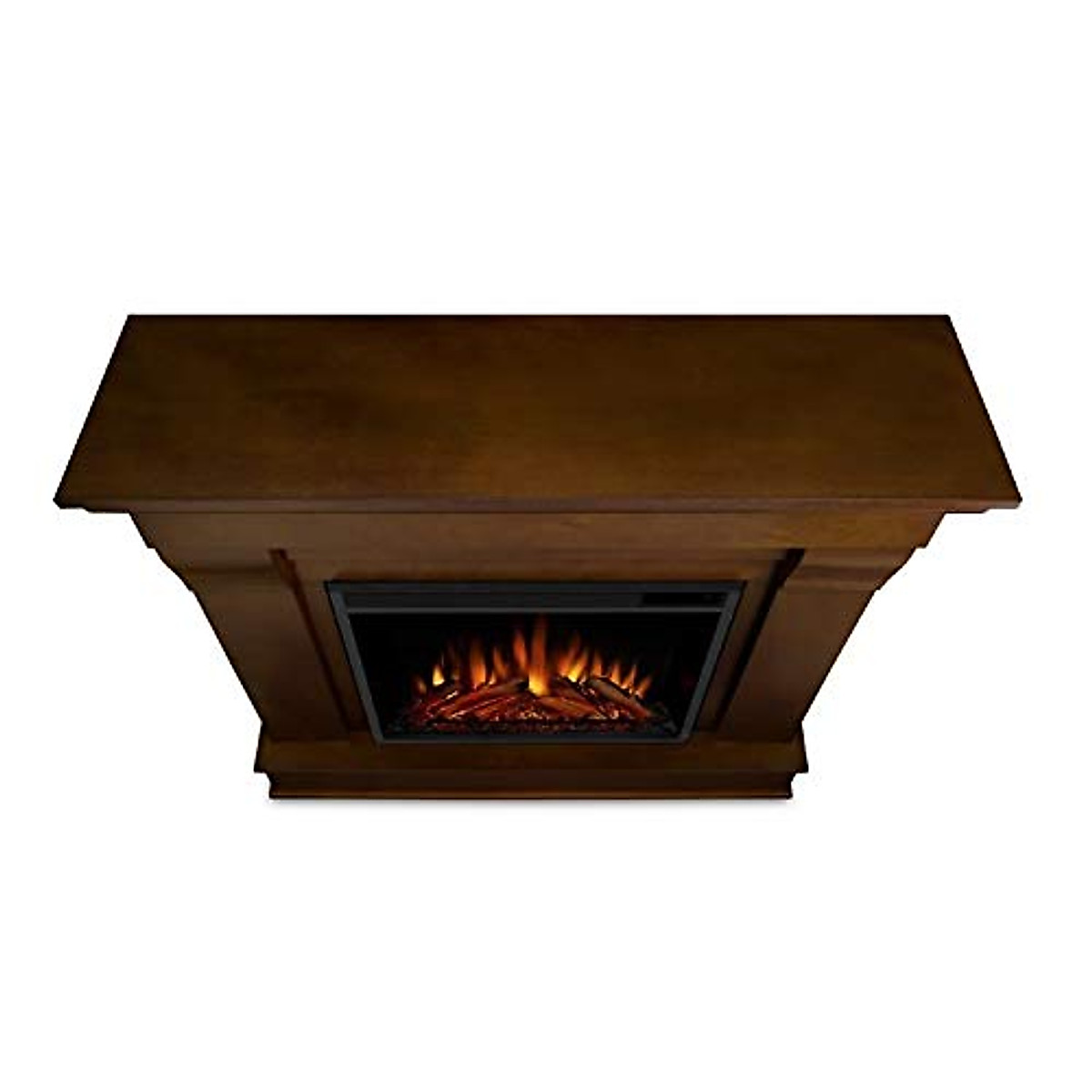 BOWERY HILL Contemporary Solid Wood Electric Fireplace Mantel Heater with Remote Control, Adjustable Led Flame, 1500W in Espresso