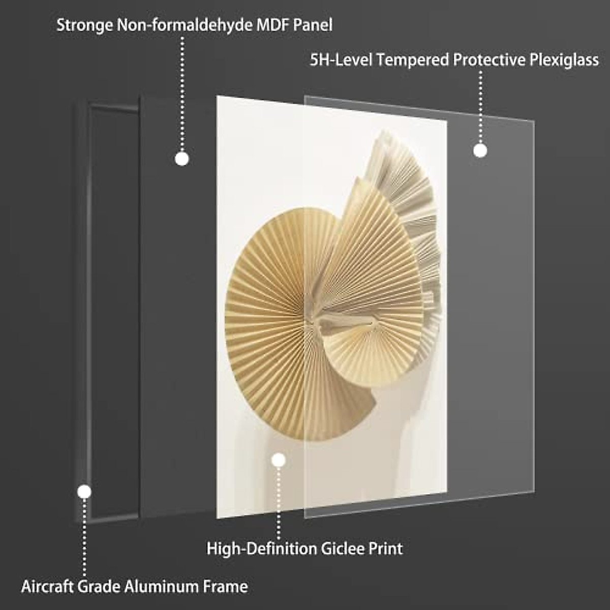 jenesaisquoi Abstract Geometric Modern Wall Art Framed Set Of 3, Geometric Shape Pattern Brown Gold Wall Pictures for Living Room Bedroom Office Wall Decor (12" x 16" x 3 pcs, Black Frame)