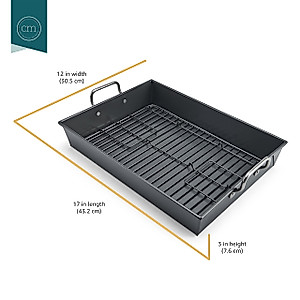 Chicago Metallic Professional Non-Stick Roaster with Handles and Non-Stick Rack, 17-Inch-by-12-Inch
