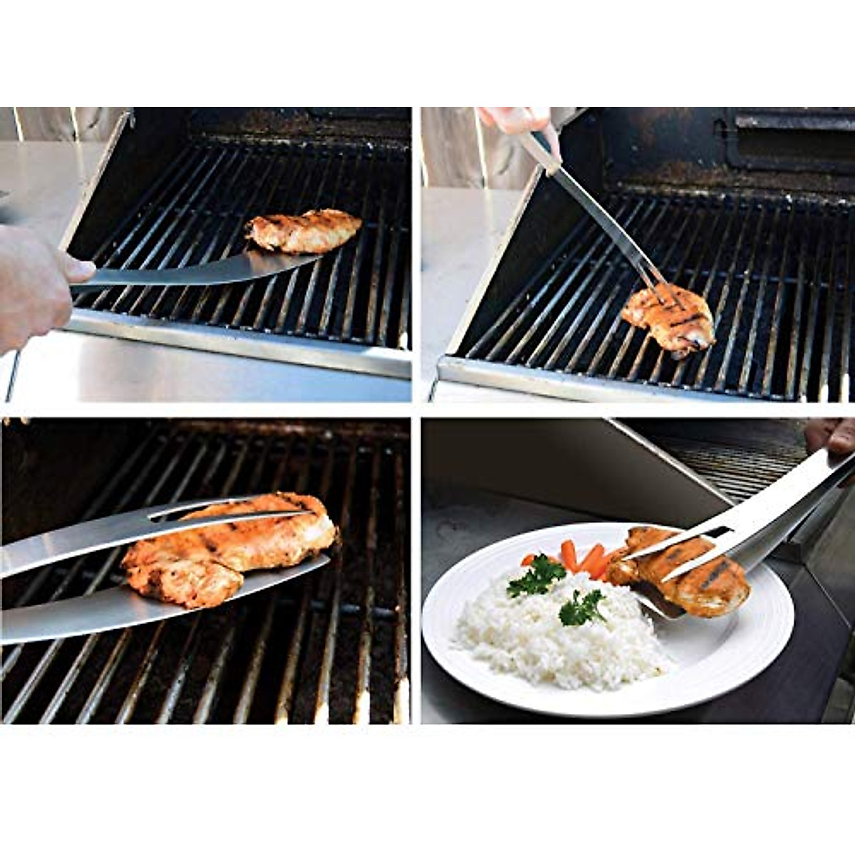 Proud Grill Connect it Magnetic BBQ Tool Set - 2 BBQ Tools - 4 Uses | Elegant Stainless Steel Design| Spatula and Fork Connect to use as Tongs and Server | Premium BBQ Utensil and Grill Accessory