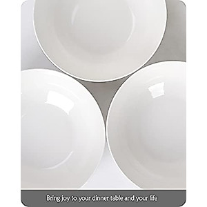 Lareina Large Soup Salad Pho Bowls for Kitchen, Premium 8 Inch 60 oz Ceramic Bowls Set for Ramen,Noodle, Cereal, Microwavable, White, 3PCS, Great Gift