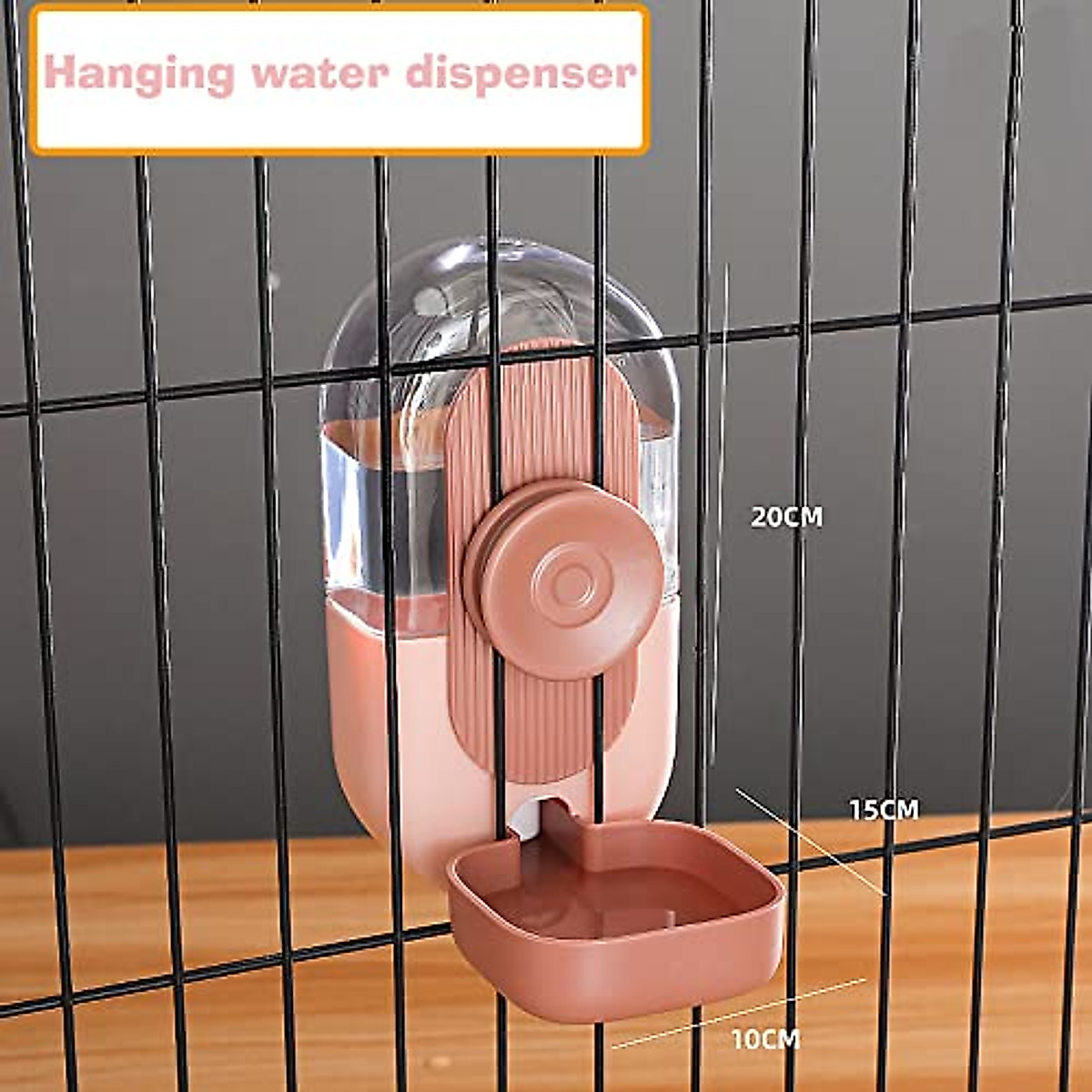 Hanging Cage Automatic Water Dispenser Small Pets Feeder Drinking Set, Feeder and Water Dispenser for Small Dogs Cats Rabbit Pets Small Animals (Pink)