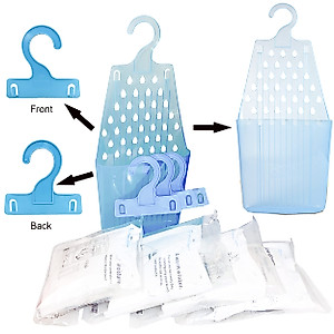 Wisesorb Moisture Absorber Packets with Plastic Case & Hook, Odor Eliminator, Leak Proof, Fragrance Free, Humidity Packs, Hanging Closet Dehumidifier Bags, Moisture Absorber (4 Packs)