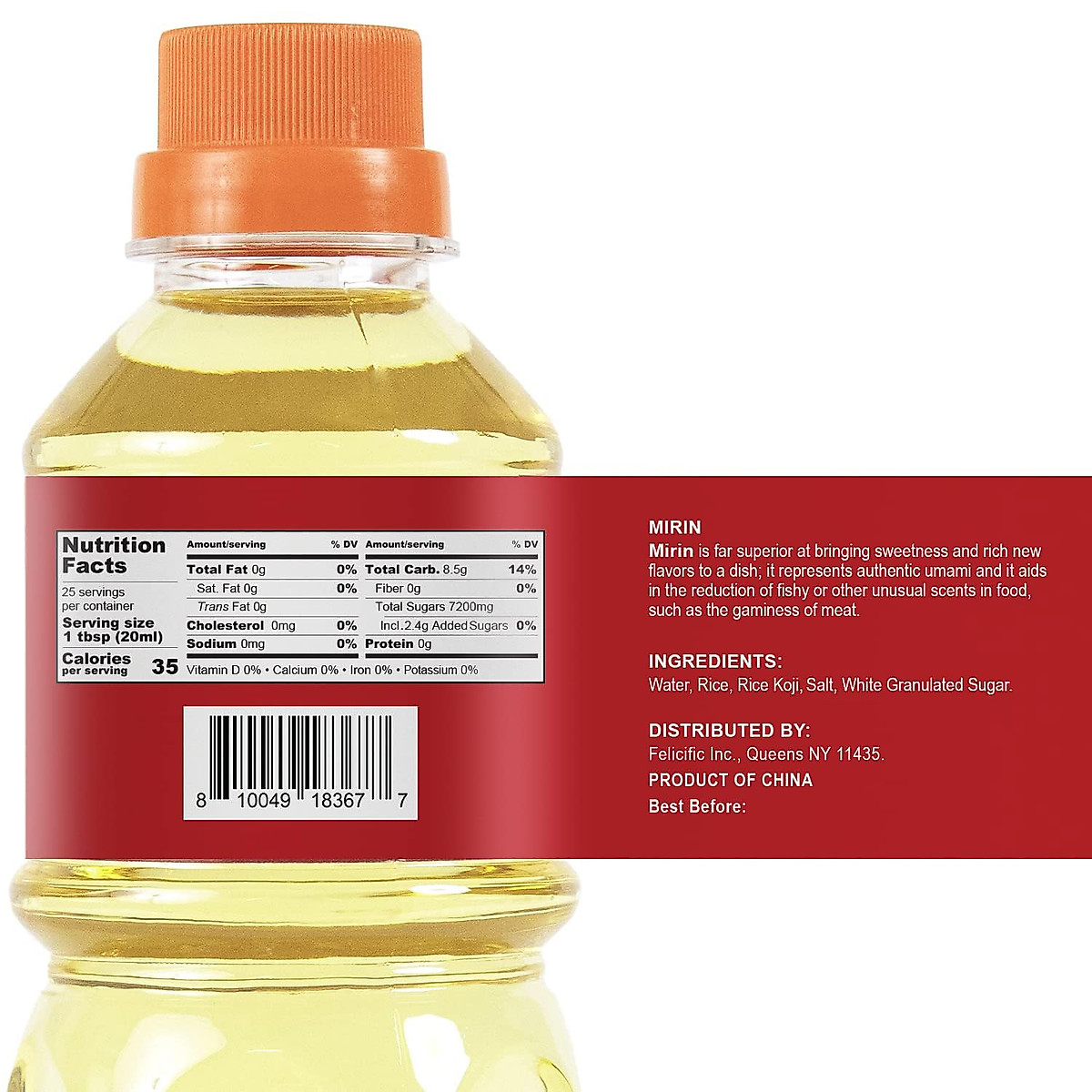 52USA Mirin, Japanese Mirin Cooking Wine, 16.9 FL OZ (Pack of 1), Red Rice Cooking Wine & Seasoning Homemade Sauces, Marinades, Glazes, Salad Dressings, Sushi Rice, Ramen Noodles, Less Sugar and Less Calories, Made with Natural Sugar