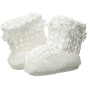Jefferies Socks Baby Girls' Newborn Daisy Pearl Bootie, White