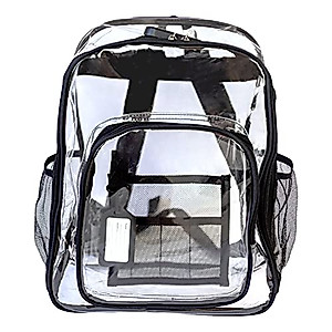 MYPALMER Large Heavy Duty Clear Backpack for school, work, events & travel | Combination Lock And Name Tag | Transparent Backpack | See Through Backpack