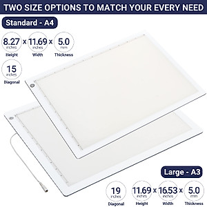 LED Tracing Light Box, 19" Ultra-Thin Light Pad with Adjustable Brightness, Includes USB Cable, Adapter, Paper, and Clip. Portable Drawing Board for Sketching, Cricut Projects, and More