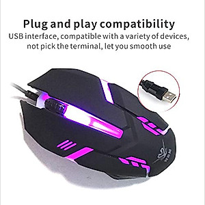 SKYAE Wired Game Mouse Gaming Aggravating Iron Board Durable Use Shu Beautiful Cool USB Games Office Mouse Home Black